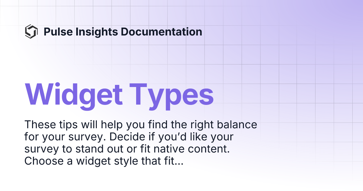 Widget Types | Pulse Insights Documentation